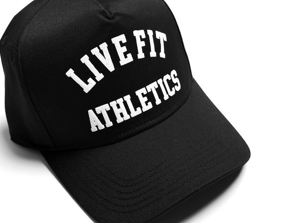 Livefit Athletics 5 Panel Cap - Black - Live Fit. Apparel