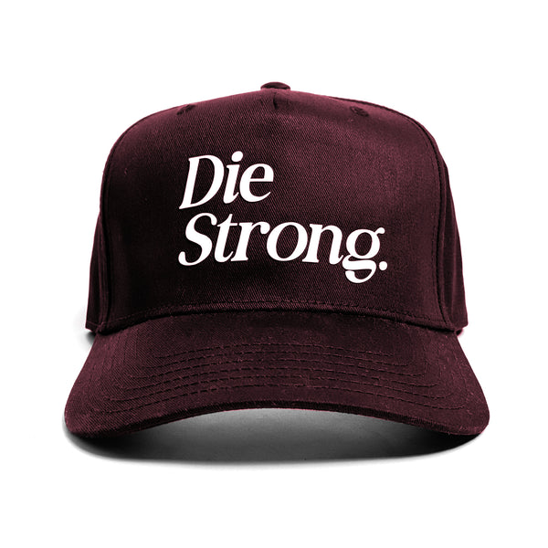 Die Strong 5 Panel Cap - Burgundy - Live Fit. Apparel
